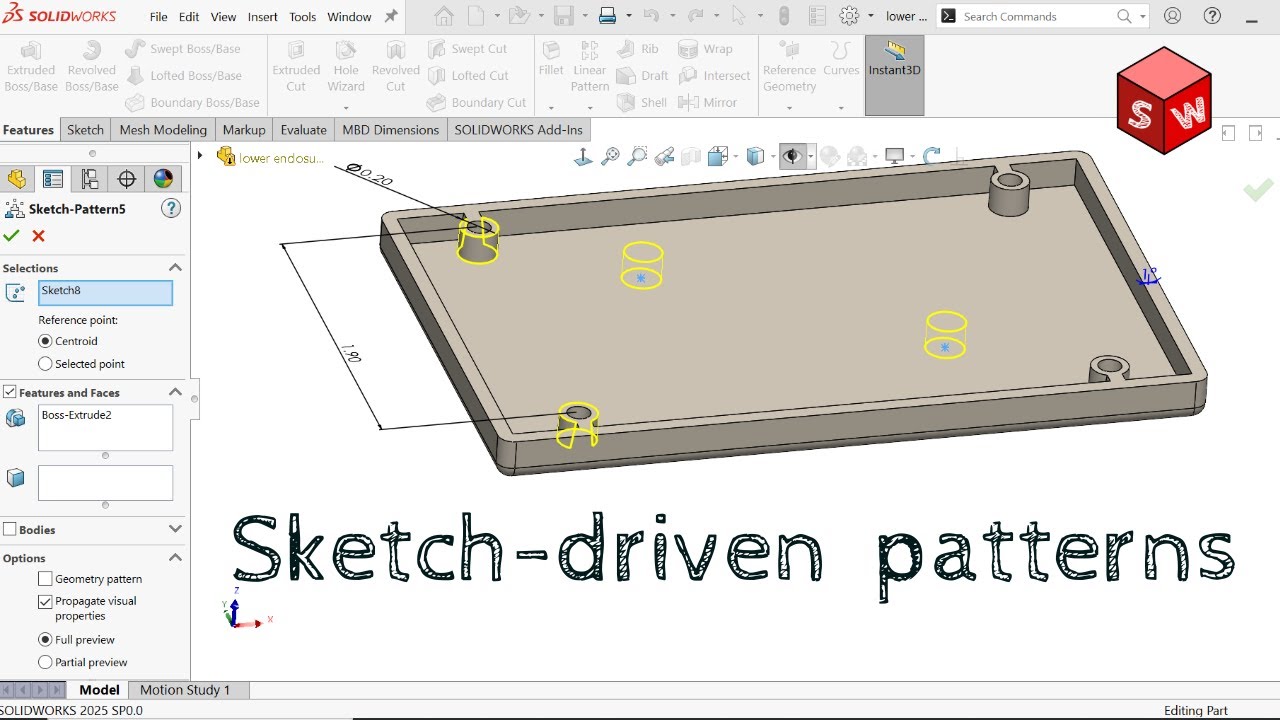 How to Use the Sketch Driven Pattern in Solidworks