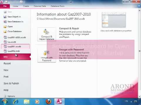 Using Access 2010 - Set Switchboard Startup Options