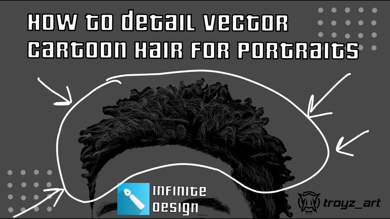 INFINITE DESIGN || HOW TO DETAIL HAIR FOR VECTOR CARTOON PORTRAIT #infinitedesign