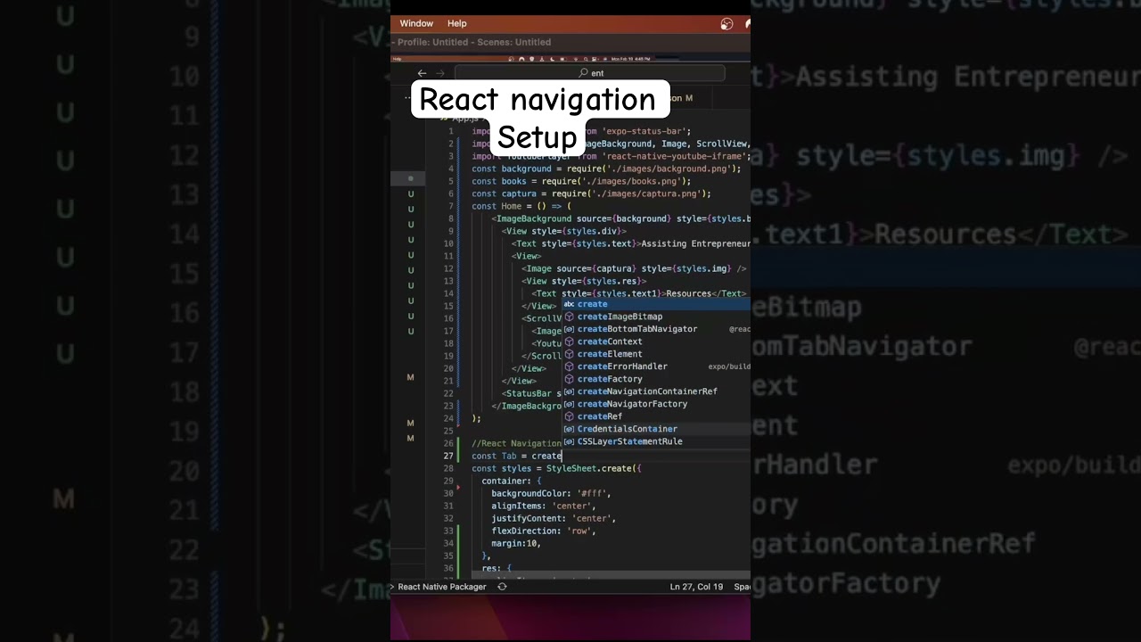 React Navigation Setup #shorts