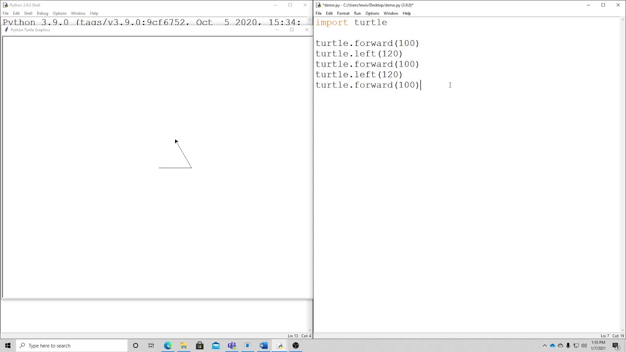 Python turtle graphics for geometric shapes