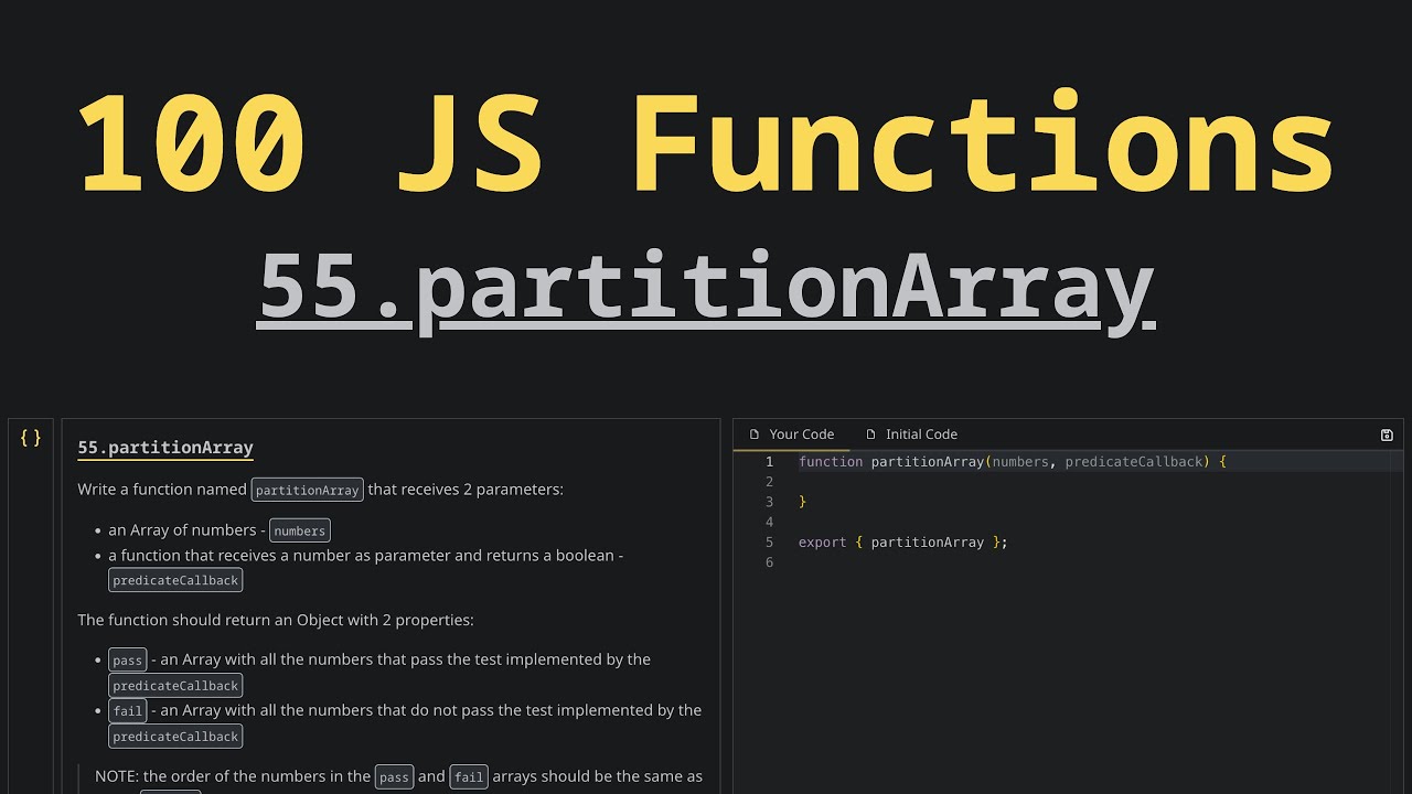 55. partitionArray | Solving 100 JS Functions