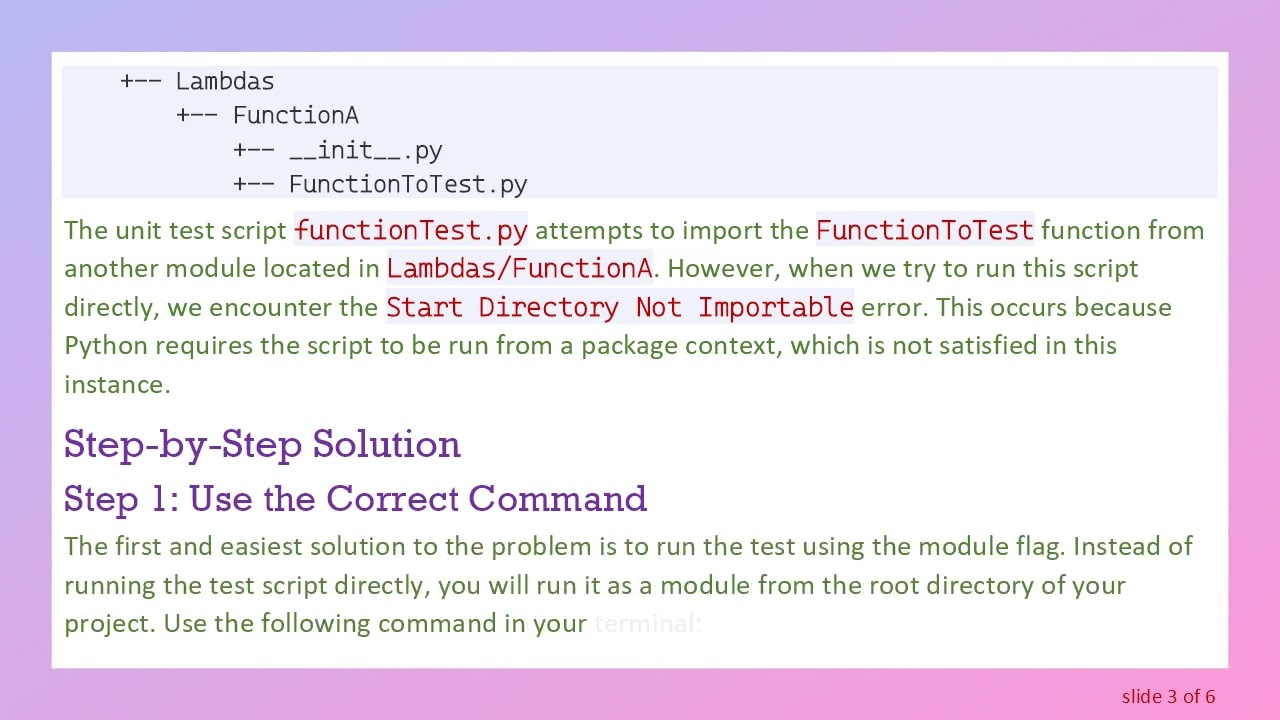 Resolving the Start Directory Not Importable Error in Python Unit Testing