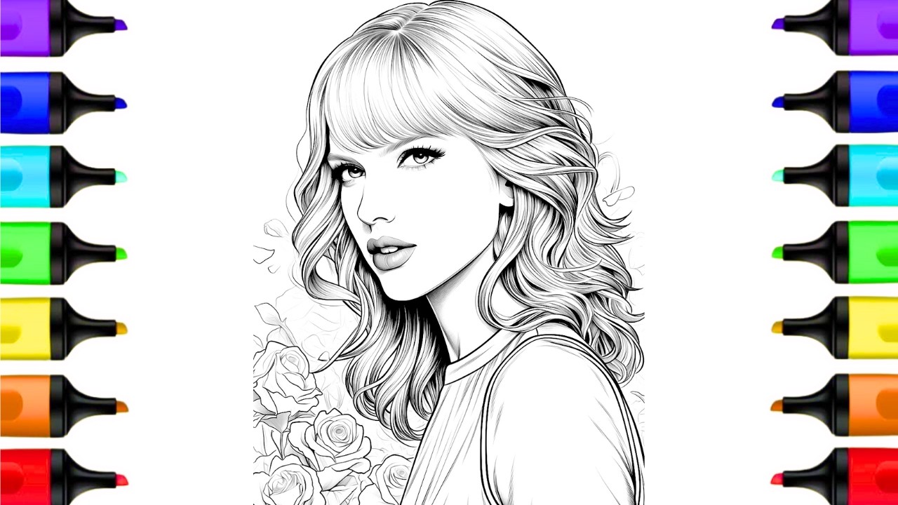 Taylor Swift Celebrity Coloring Pages 💖🎤 | Taylor Swift Coloring Book Videos