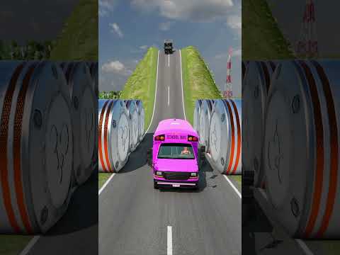 School Buses vs Hydarulic Crush - BeamNG.Drive