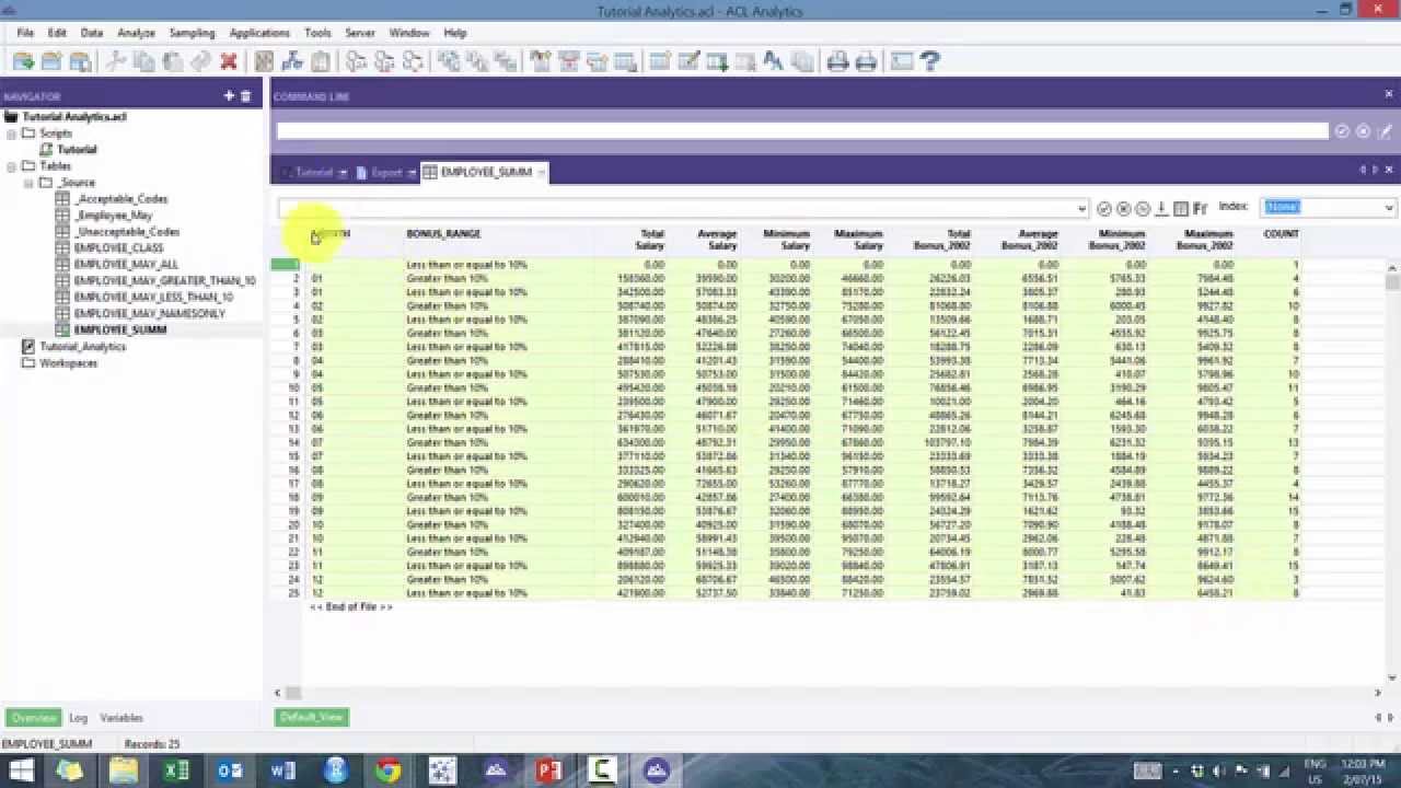 Introduction to ACL Analytics - Module 5 (Sorting, Extracting, and Exporting Data)