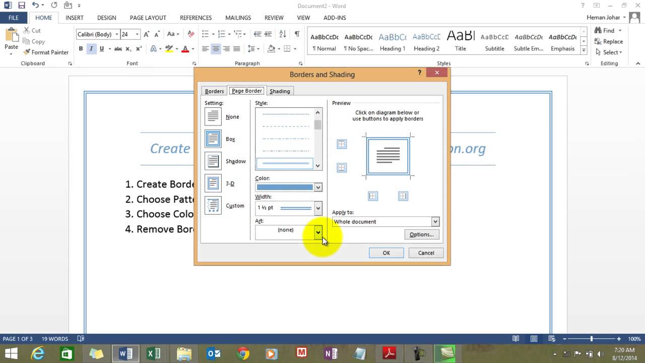 Learn How To Create Page Borders In Ms Word Learn Excel Course Ms Word Course And Ms Excel