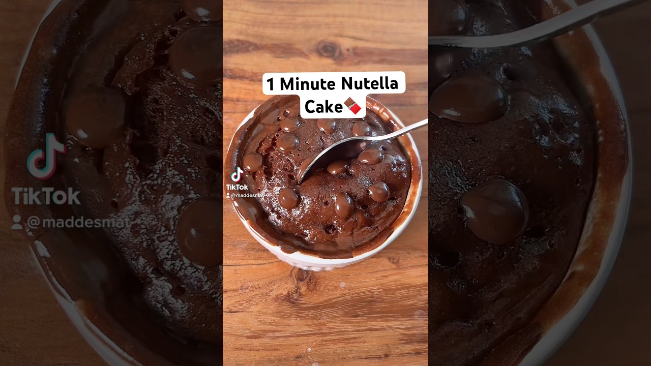 1 Minute nutella mug cake! This video went viral With over 48milj views!🍫 #easyrecipe #short