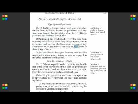 Indian Constitution - Video 14 (Article 23 and Article 24 Forced Labor and Child Labor)