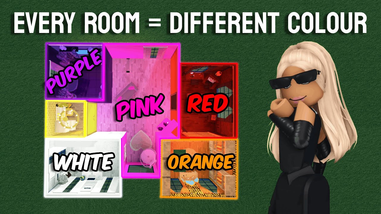 BUILDING A BLOXBURG HOUSE BUT EVERY ROOM IS A DIFFERENT COLOUR... | roblox