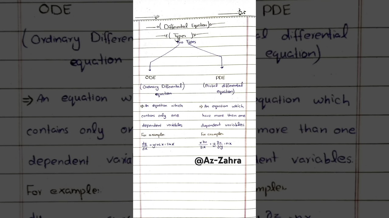 🎓 Types of Differential Equations| #MTH325
