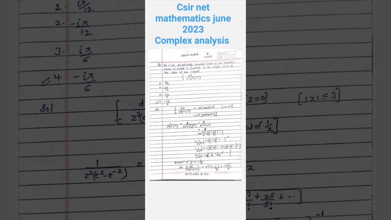 CSIR NET MATHEMATICS June 2023 complex analysis