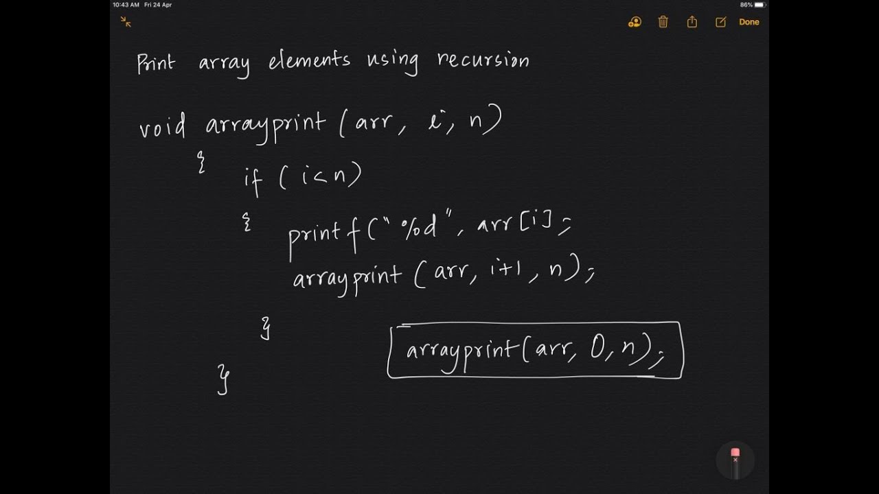Display array elements (Recursion)