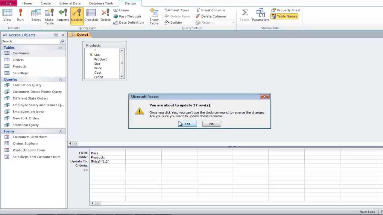 How to Create an Update Query in Microsoft Access