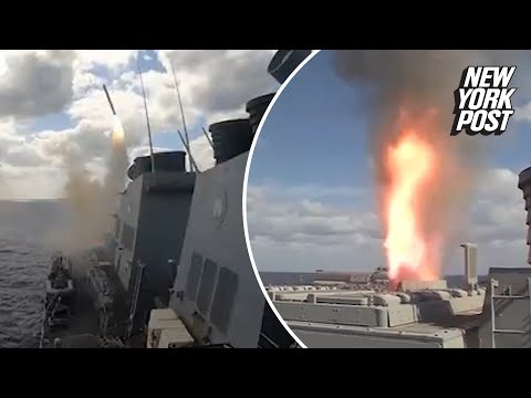 Impressive video shows Navy fire missiles from Red Sea at Iran-backed Houthi rebels in Yemen