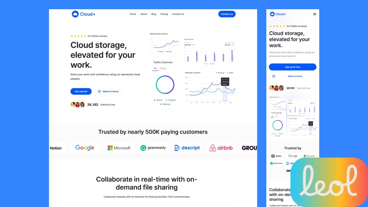 Design an Engaging Cloud Storage Landing Page in Figma