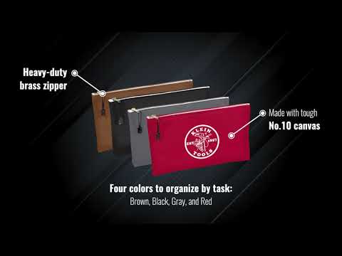 Zipper Bags, Canvas Tool Pouches Brown/Black/Gray/Red, 4-Pack (5141)