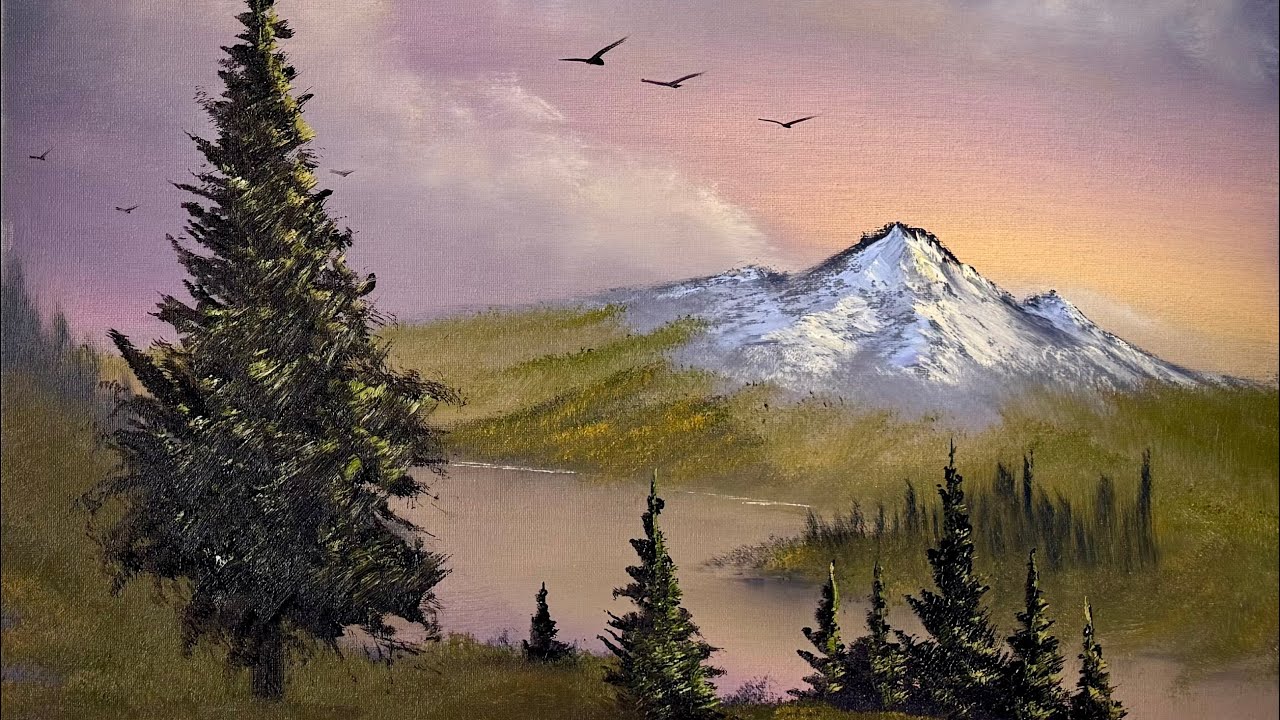 Literally EVERY SINGLE STEP - Sunset River Tutorial #bobross #PaintWithJosh #paintingtutorial