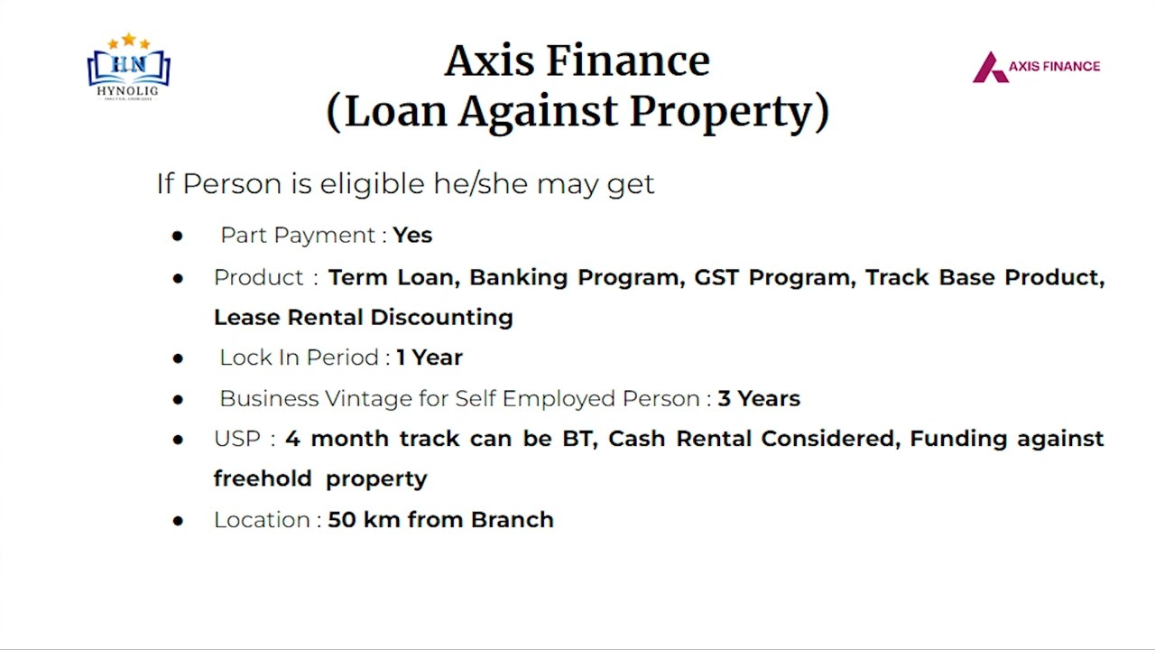 Axis Finance Loan Against Property Policy Video in English