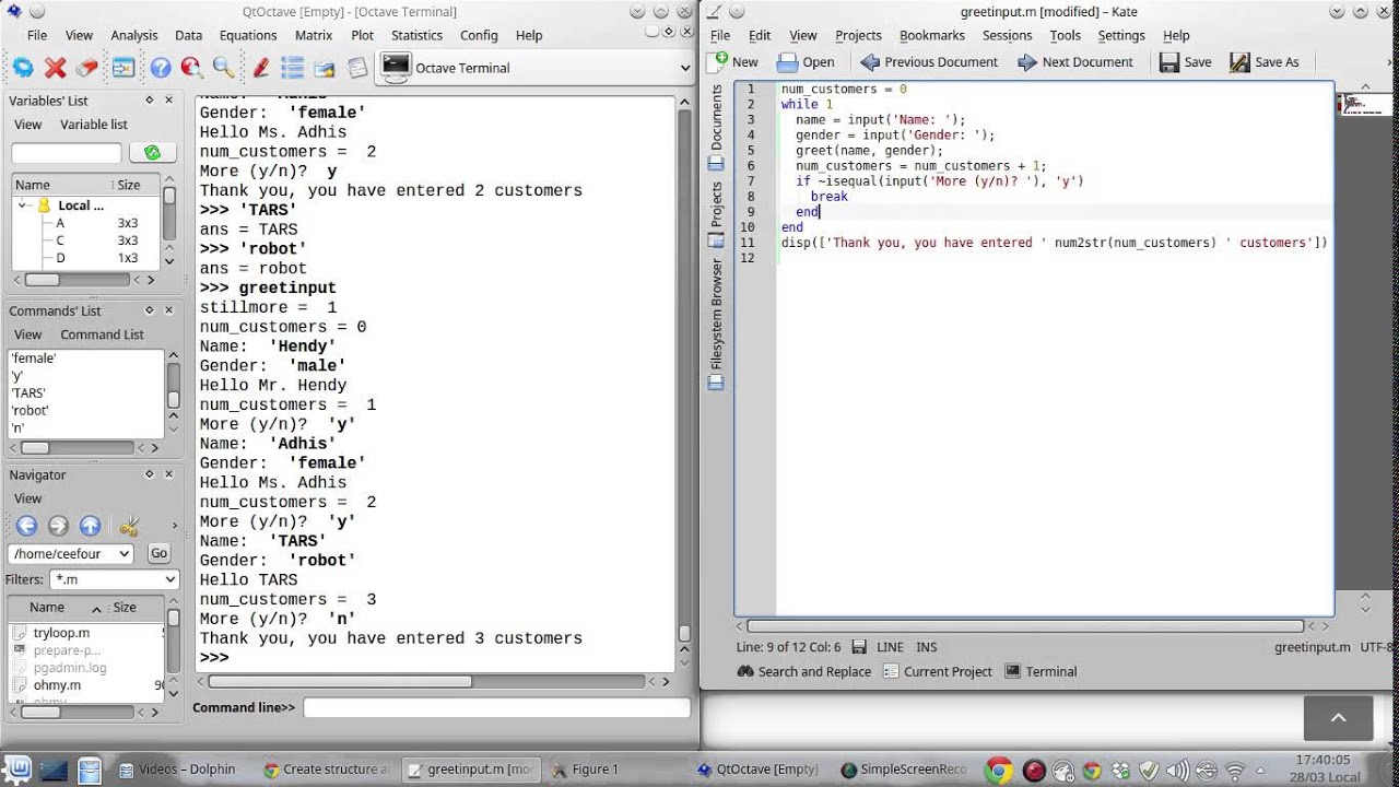 MATLAB/@GnuOctave Tutorial - 04 Scripting and Programming