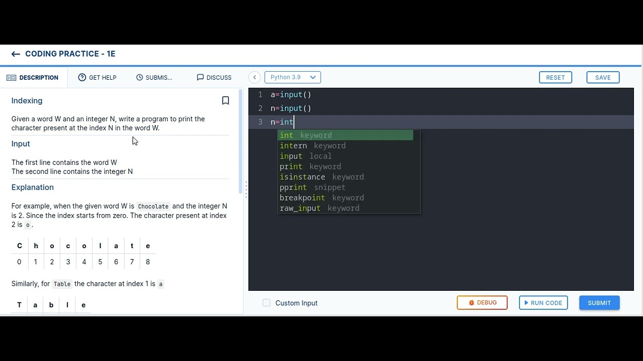 Indexing (coding practice -1E ) #ccbpians #nextwave