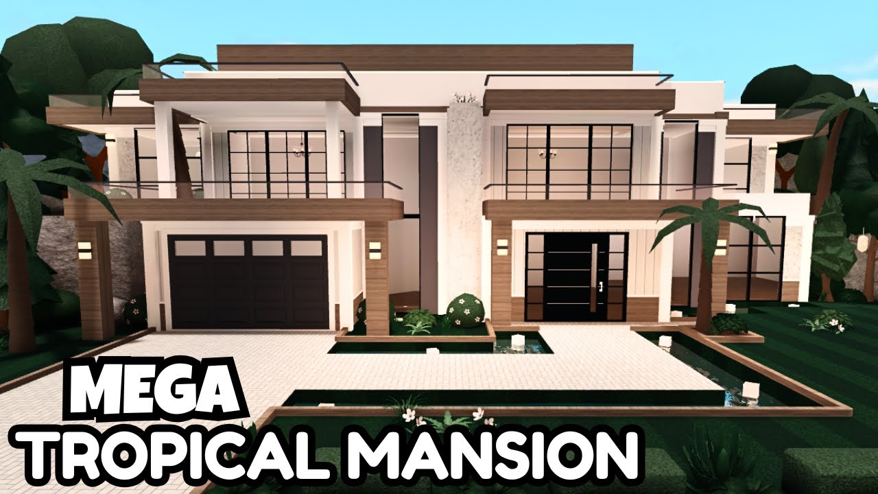 MEGA Tropical Bloxburg MANSION: House Build *2 Story Tutorial & Voice*