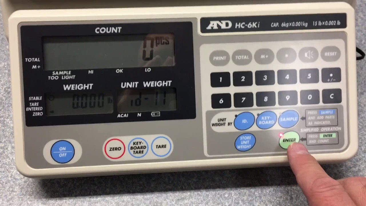 Using the A&D HC series counting scale