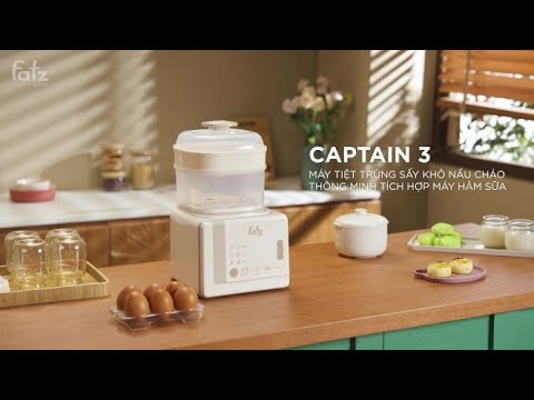 Máy tiệt trùng sấy khô nấu cháo thông minh tích hợp máy hâm sữa CAPTAIN 3 | FATZBABY