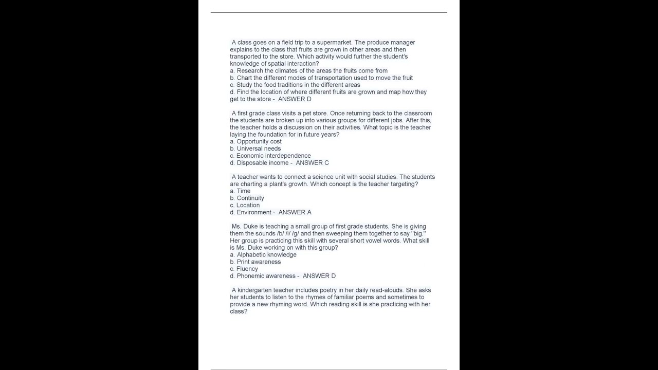 PECT Module 2 PreK 4 Test Set Questions And Correct Answers