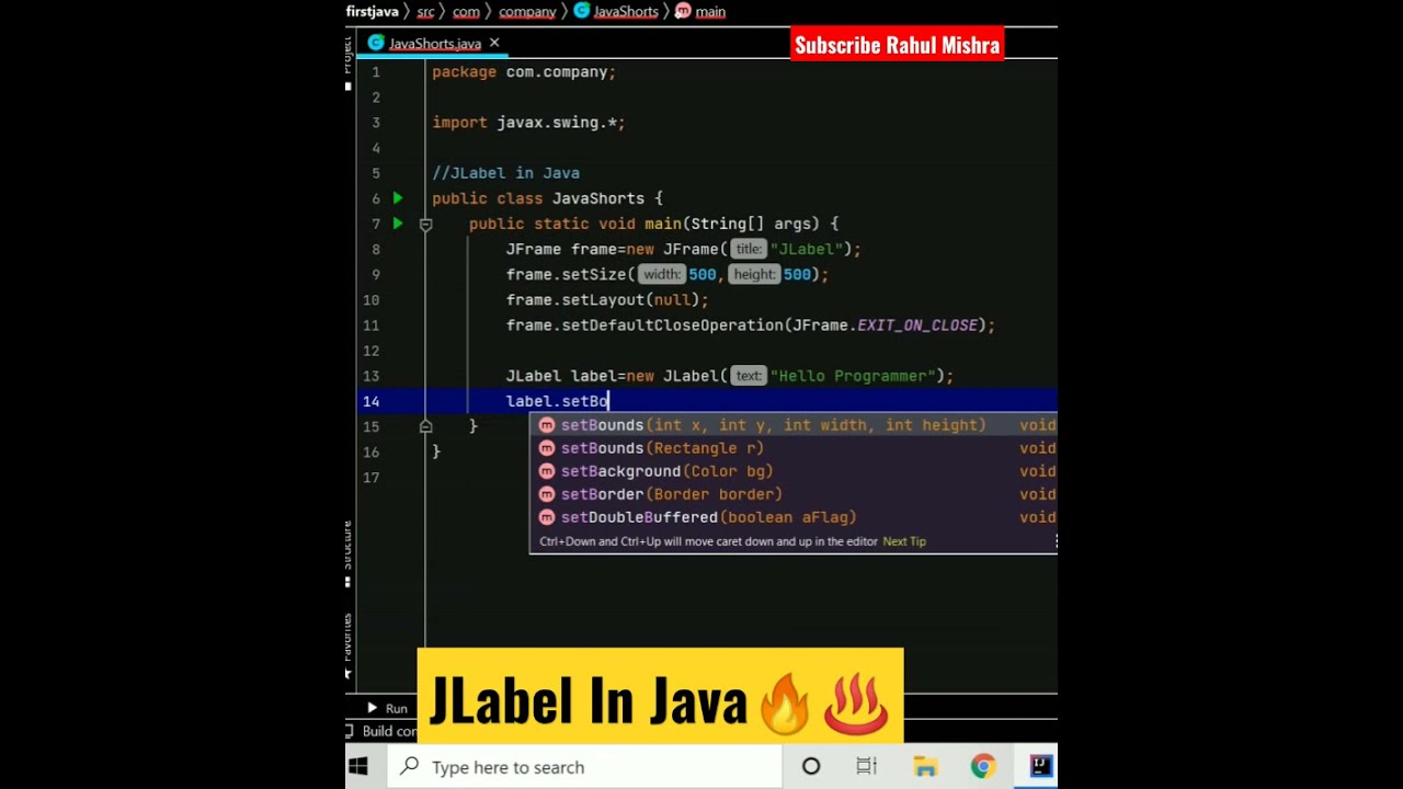 JLabel In Java #shorts #java