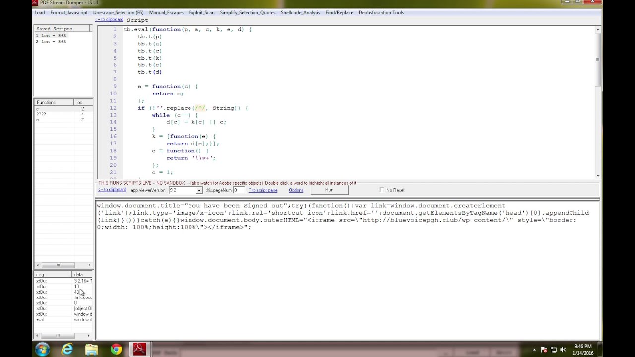 Deobfuscating Javascript From Credential Harvester Attempt