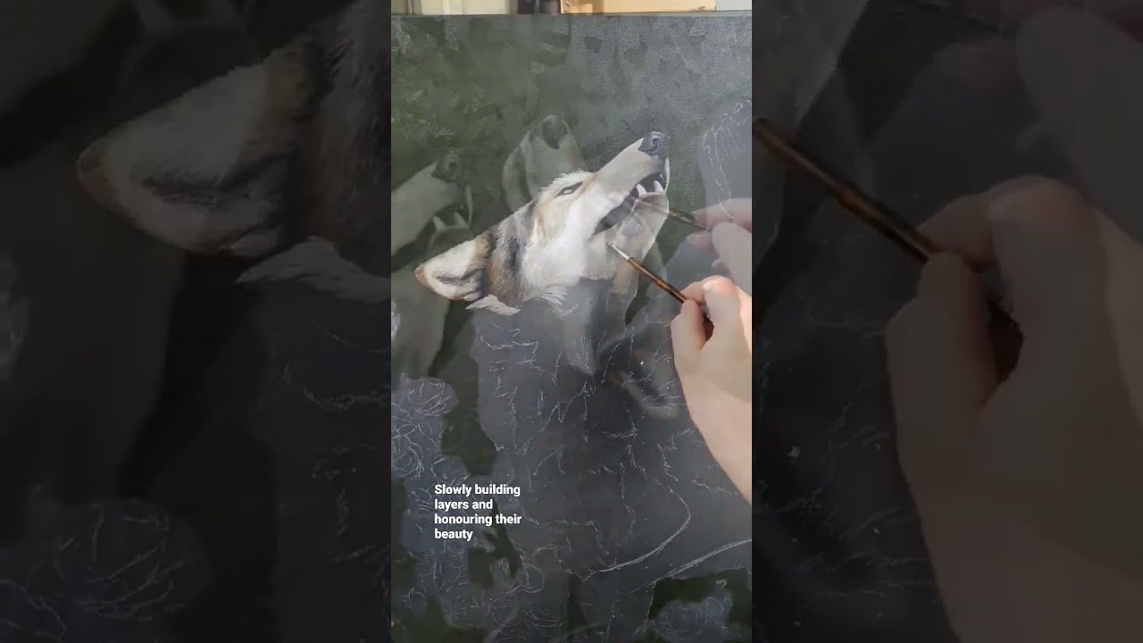 Wolves Oil Painting - first layers