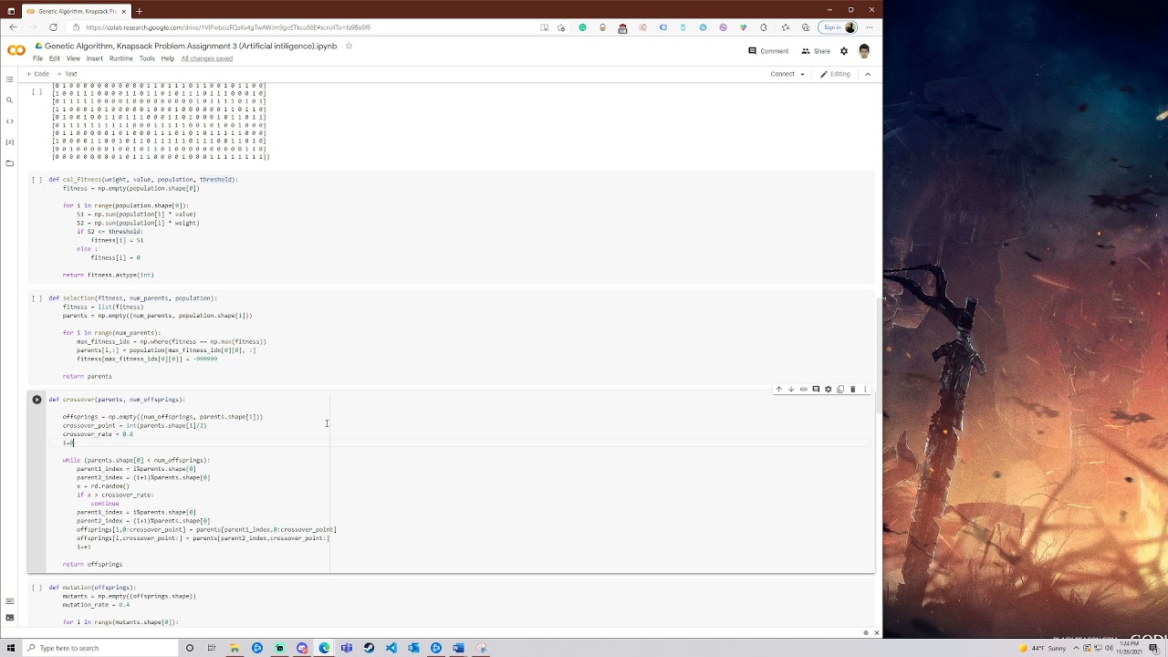 genetic algorithm knapsack assignment 3 presentation