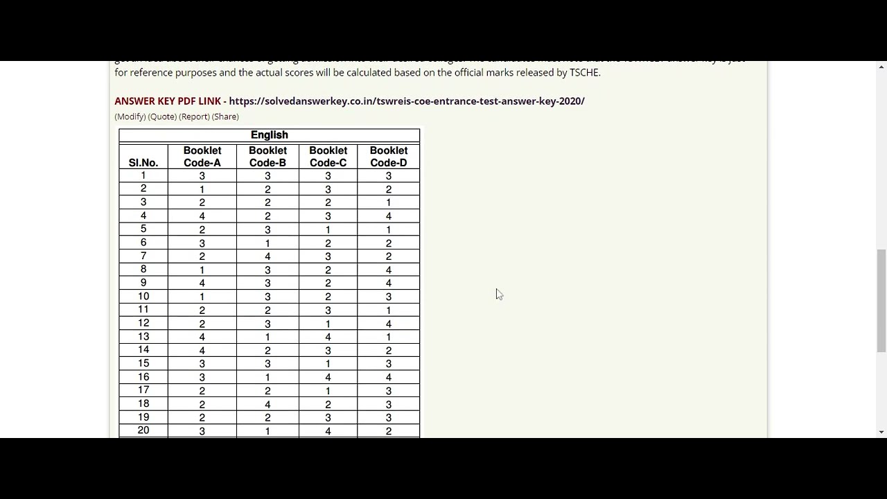 5 March TSWR COE CET Answer Key 2023 PDF Download in Description Link