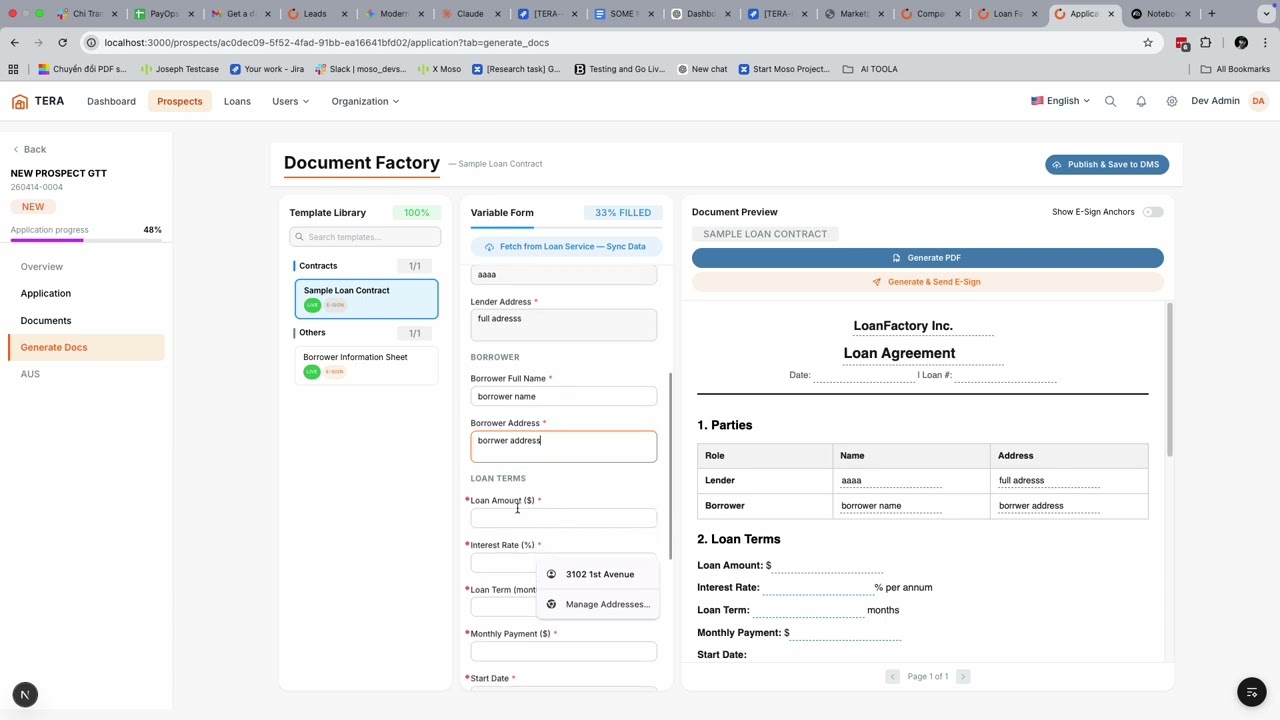 Generate document factory