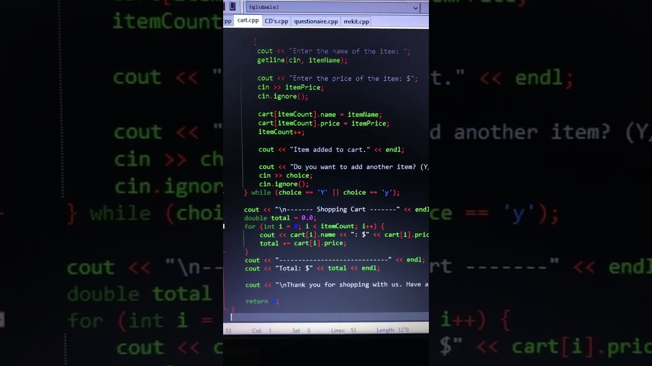 shopping cart c++ #coding #cpp #code #codemasters #codinglife #codingninja #coderstokyo #coders