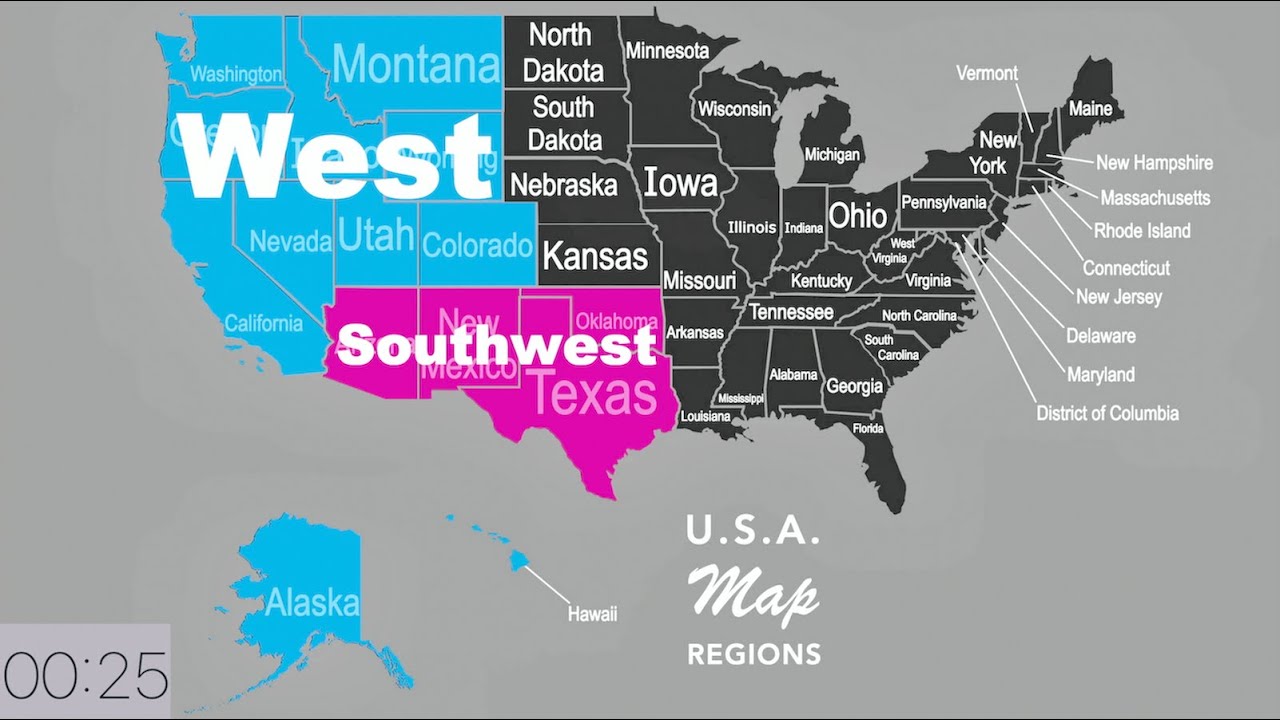 🔴 USA REGIONAL MAP by State Names | Fun Global Geography | Free Online Virtual Education Overview 🔴