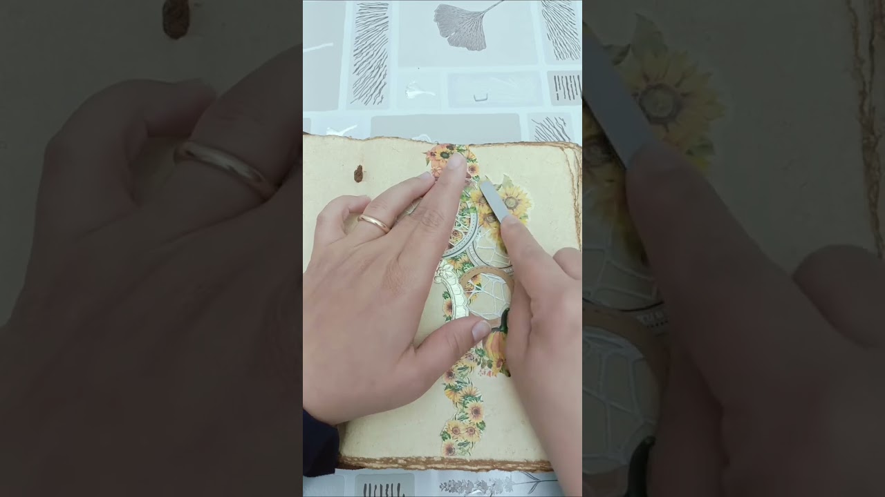 Sunflower Themed Spread in Vintage Tree of Life Leather Journal