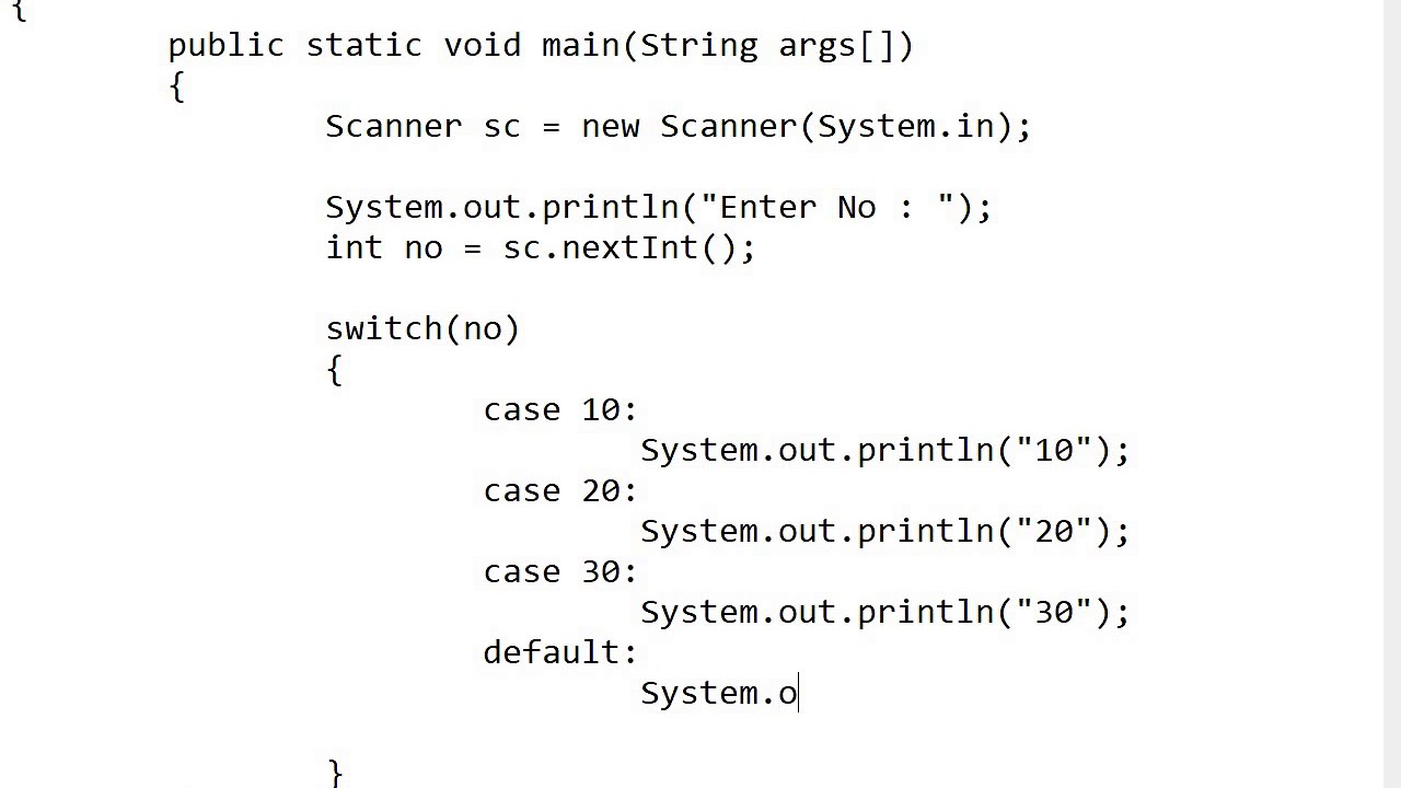 [2020] - Programming in JAVA - Switch Case part 3 Practice