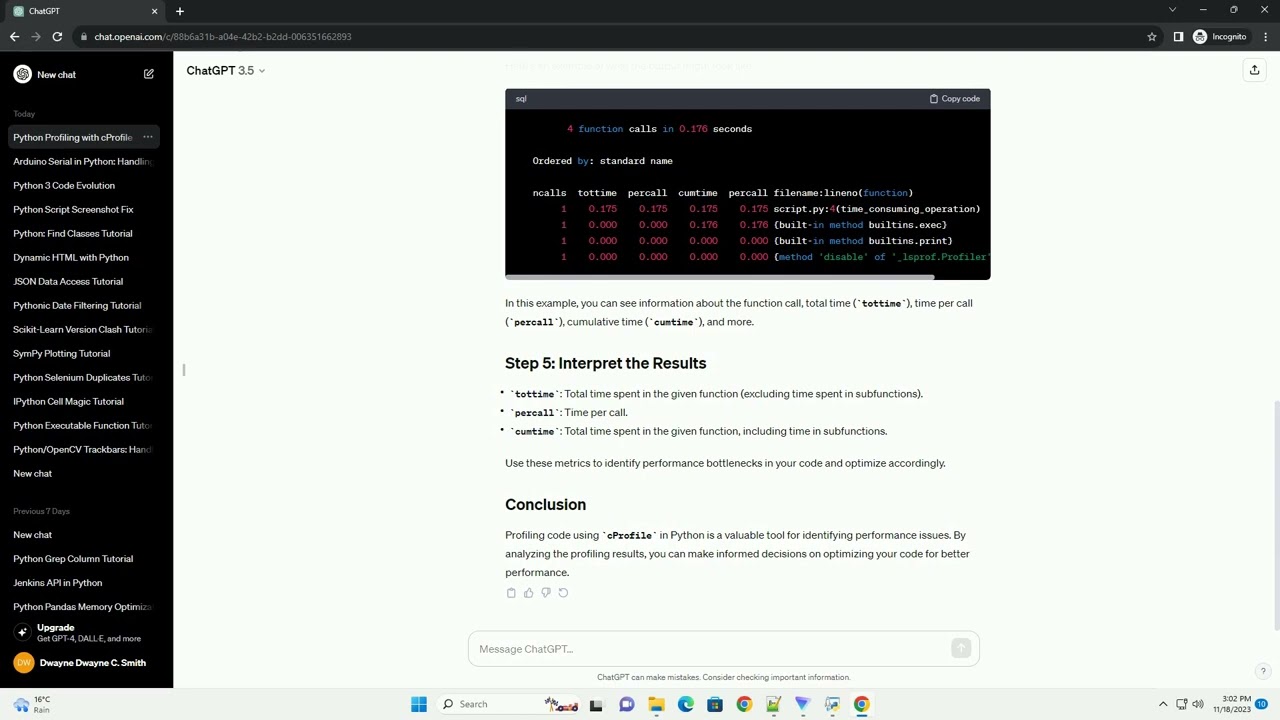 Python profiling blocks of code