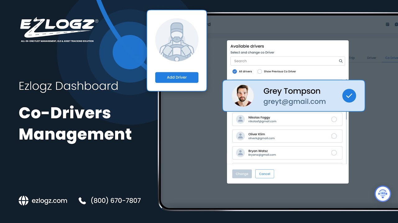 EZLOGZ DASHBOARD: CO-DRIVERS MANAGEMENT