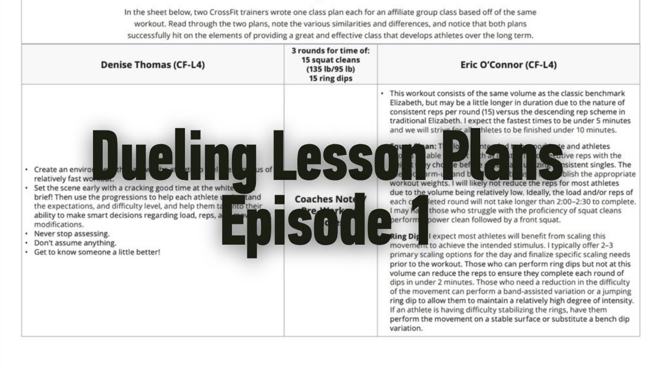 CrossFit Lesson Planning: Dueling Lesson Plans Episode 1