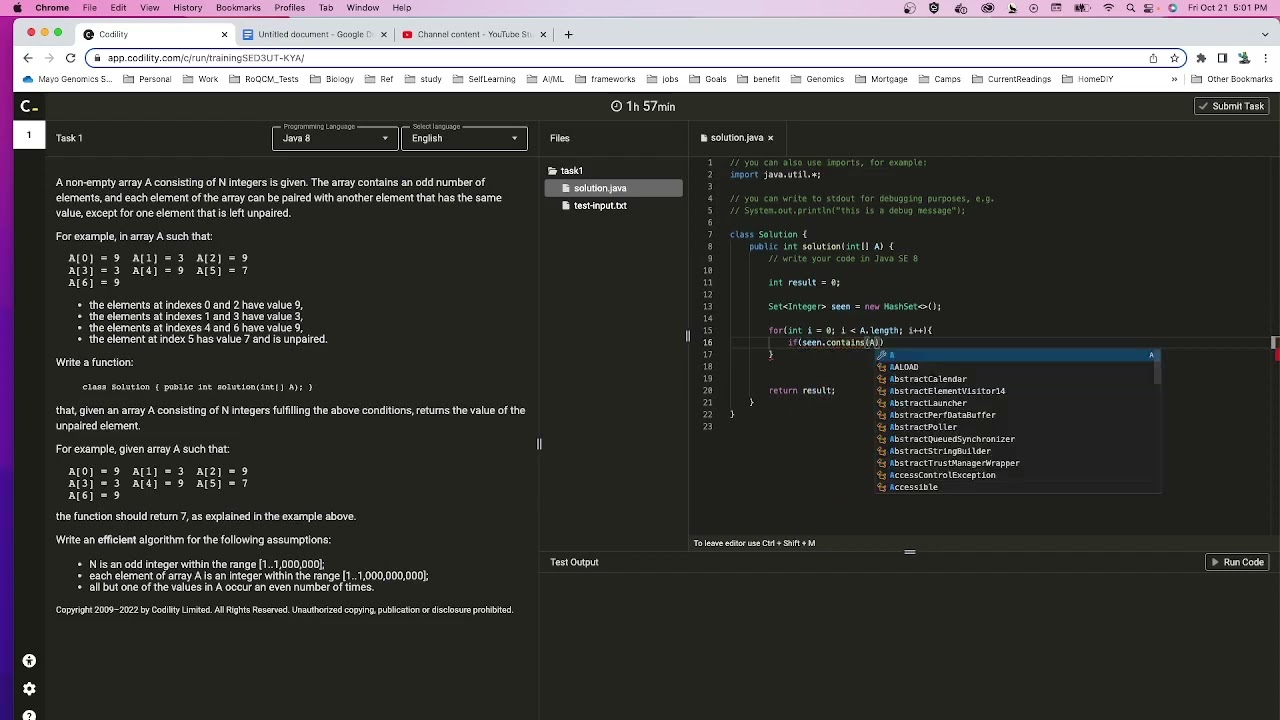Codility Training Lesson2 - OddOccurrencesInArray