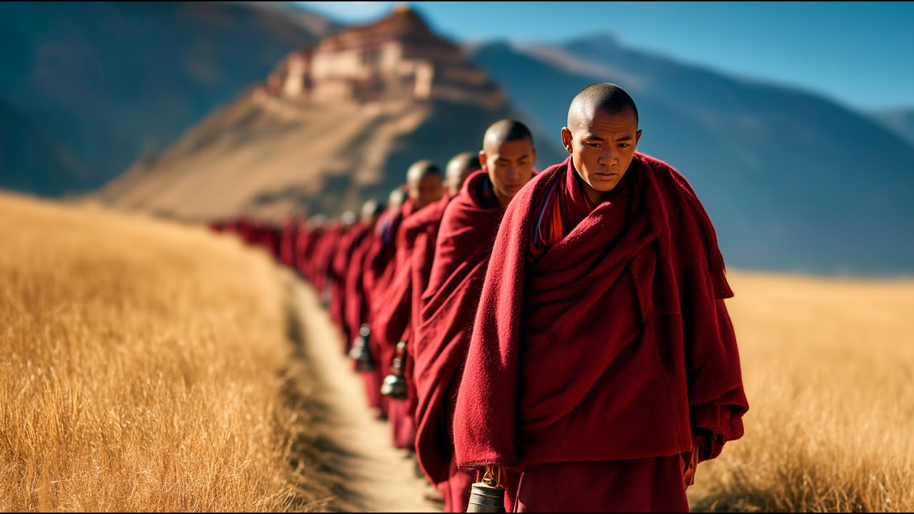 Tibetan Monks - Powerful Mantra Prayer in Yarlung Valley | Healing Tibetan Meditation Music