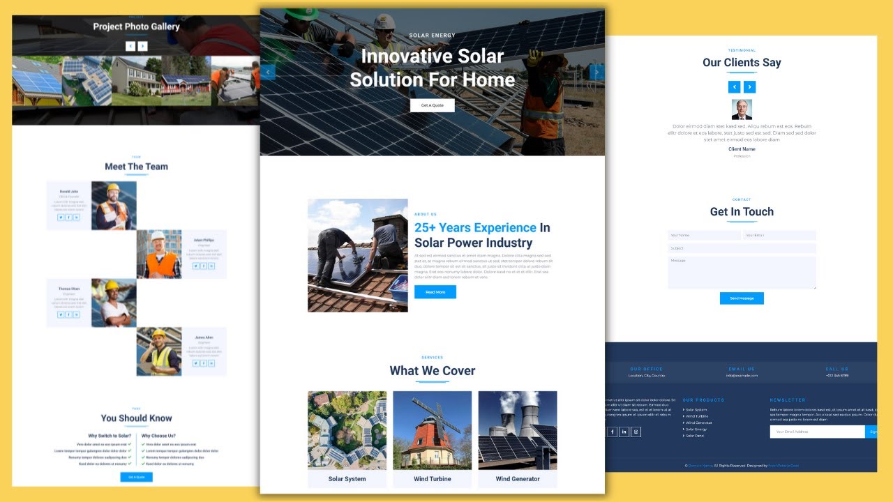 Complete Solar Energy Website Template Design - HTML -CSS -JavaScript- 100% Free - Free Website Code