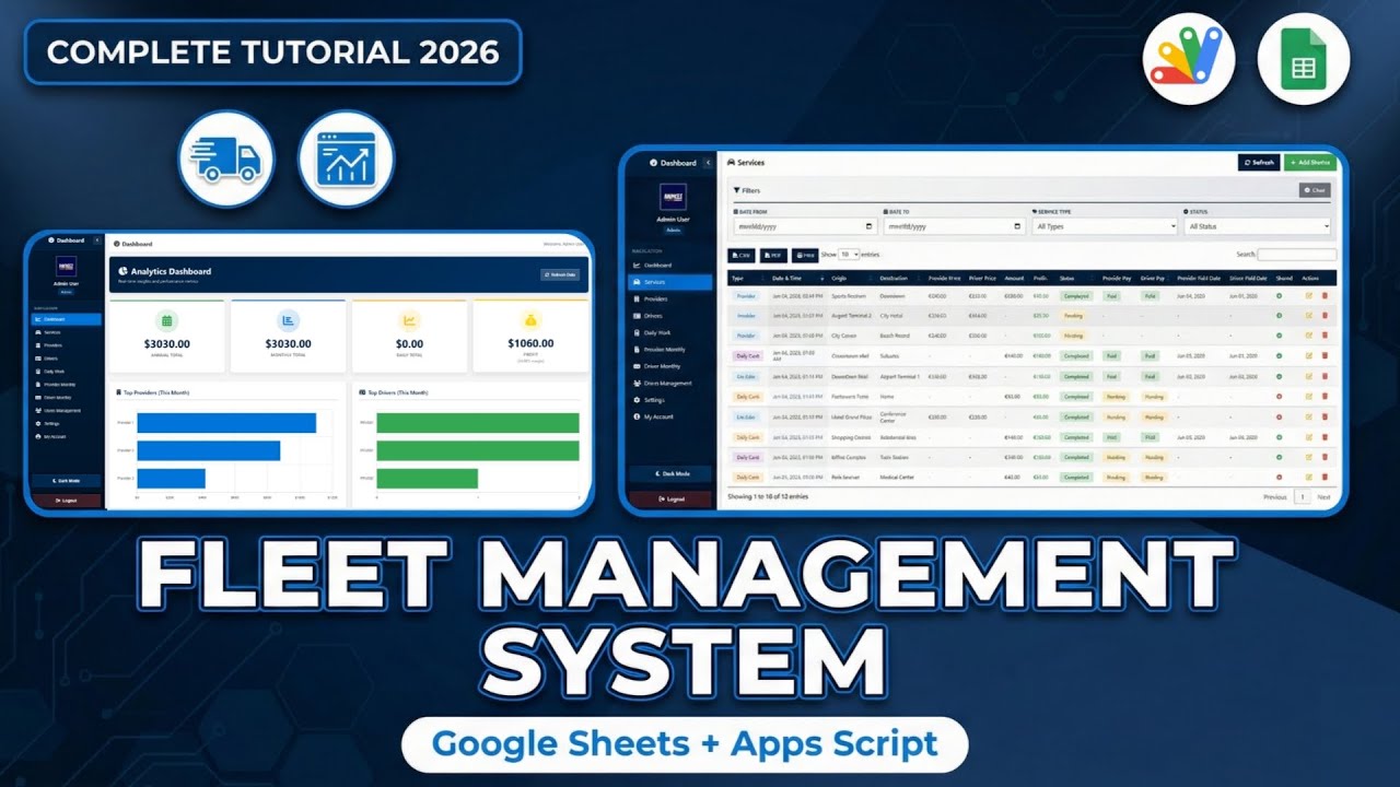 How to Build a Fleet Management System in Google Sheets | Apps Script Transport Dashboard | E29