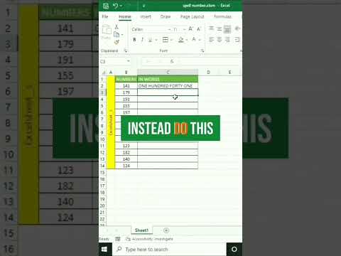 spell numbers in words#excel #shortviral #youtubeviralvideo