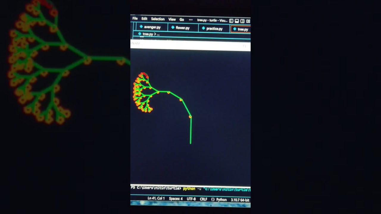 Amazing Python Tree using Turtle module - VS Code #shorts #python