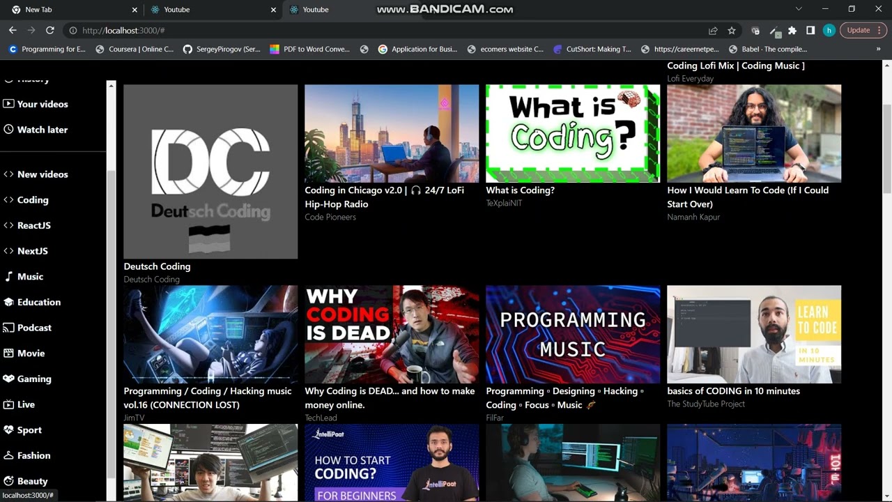 Youtube Clone using Reactjs + Rapidapi