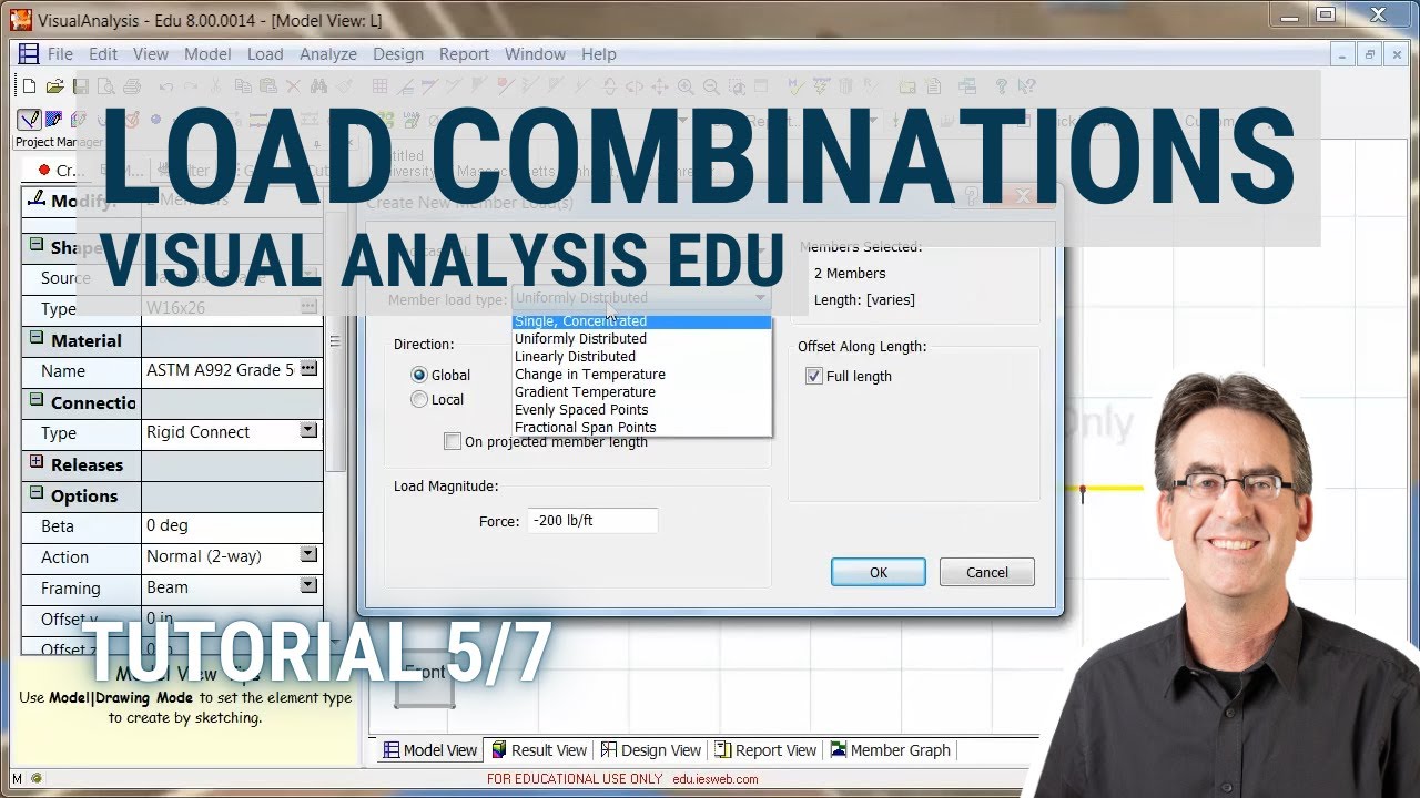 Load Combinations (VisualAnalysis Edu Tutorial 5/7)